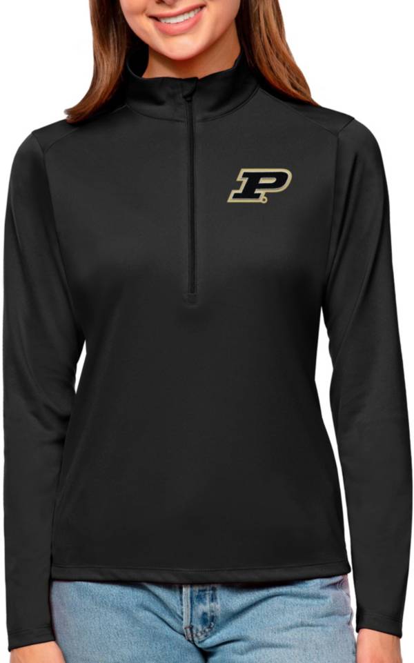 Antigua Women's Purdue Boilermakers Black Tribute Quarter-Zip Shirt ...