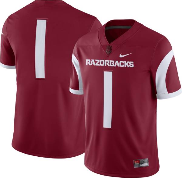 Nike Men's Arkansas Razorbacks #1 Crimson Dri-FIT Game Football Jersey ...